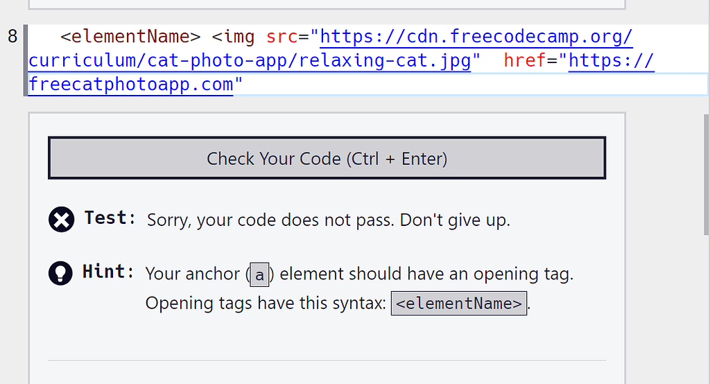 Learn HTML By Building a Cat Photo App -Step 15 - HTML-CSS - The freeCodeCamp Forum