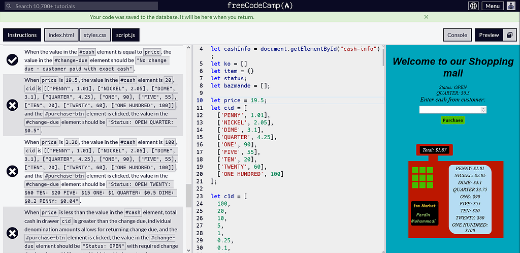 Build a Cash Register Project - Build a Cash Register - JavaScript ...