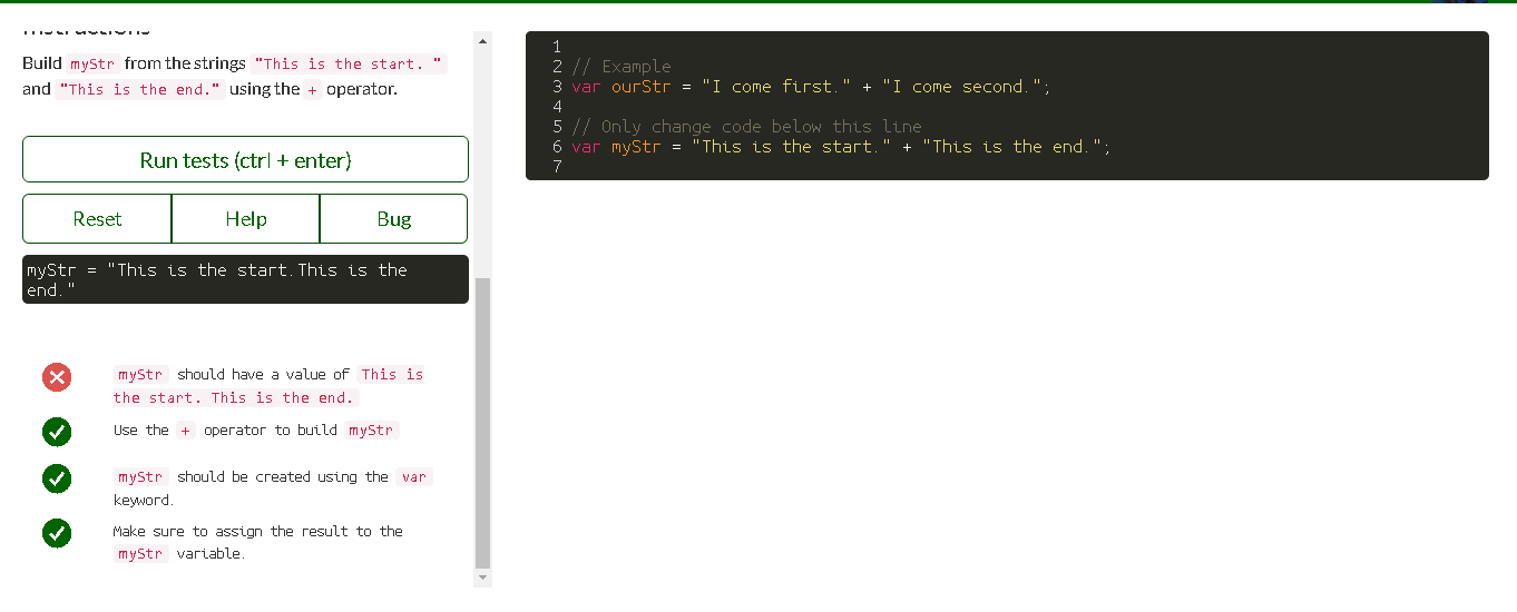 FreeCodeCamp Challenge Guide Concatenating Strings With Plus Operator Guide The 