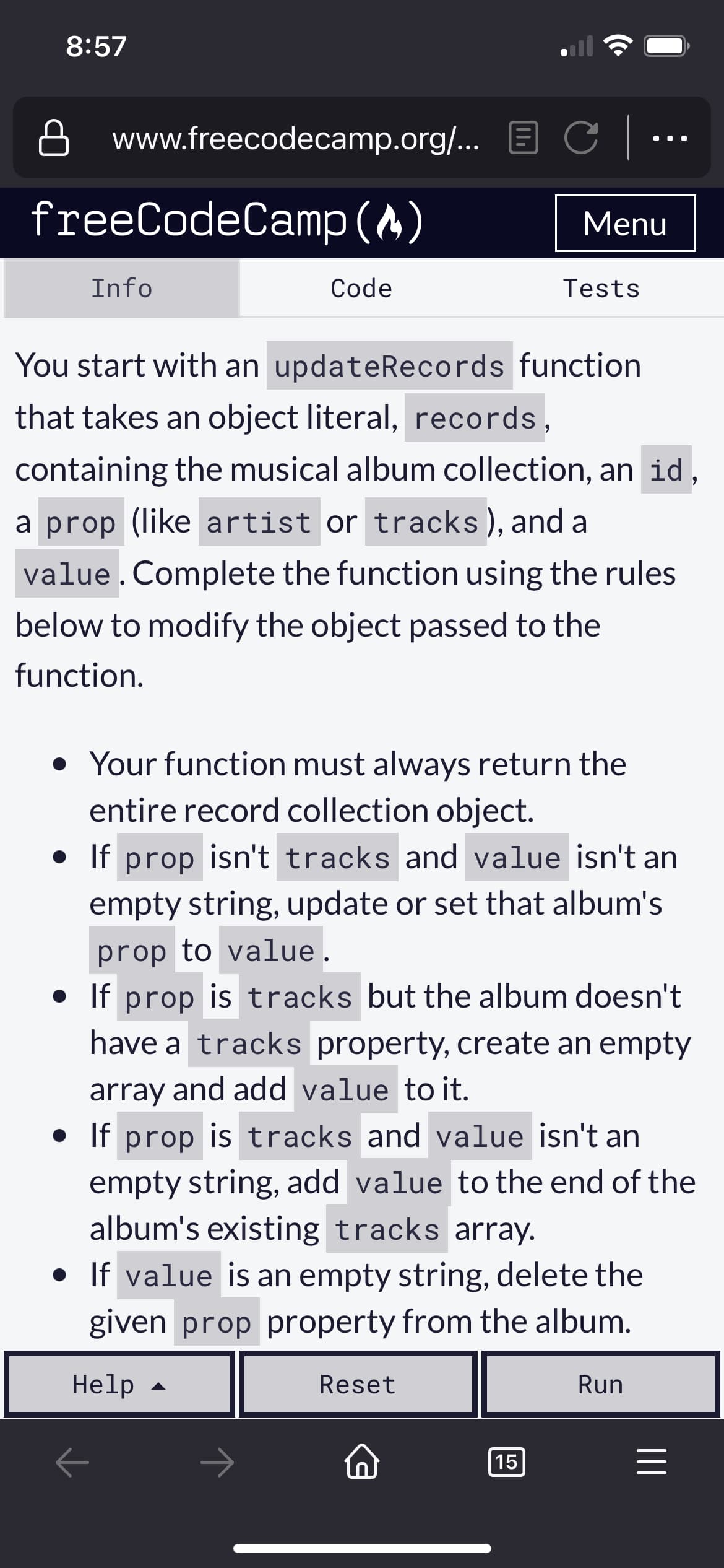 Record Collection lesson - Page 3 - JavaScript - The freeCodeCamp Forum
