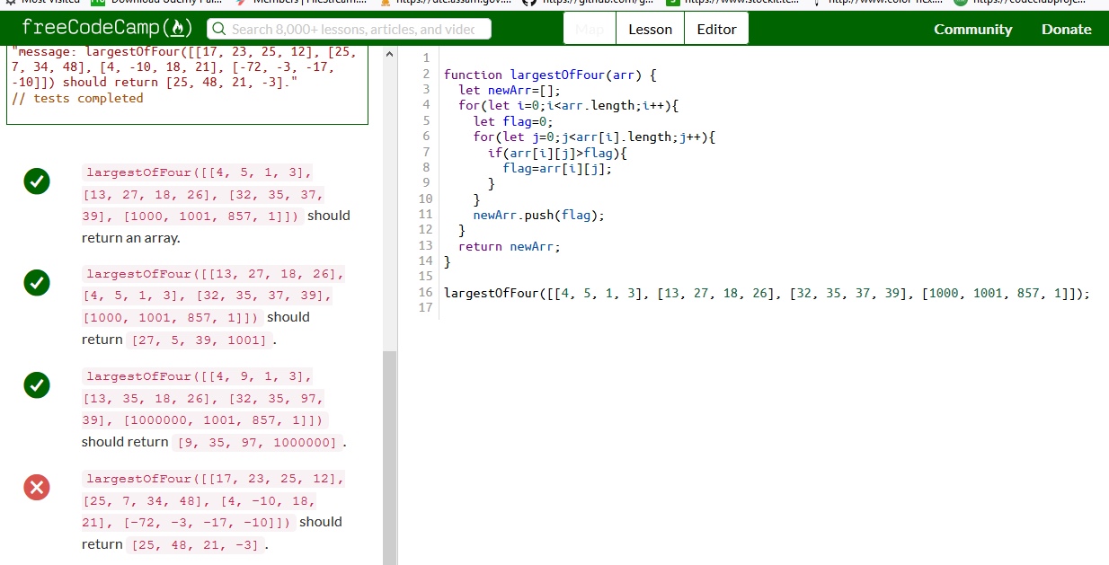  return largest numbers in arrays Little HELP Please SOLVED JavaScript The FreeCodeCamp 
