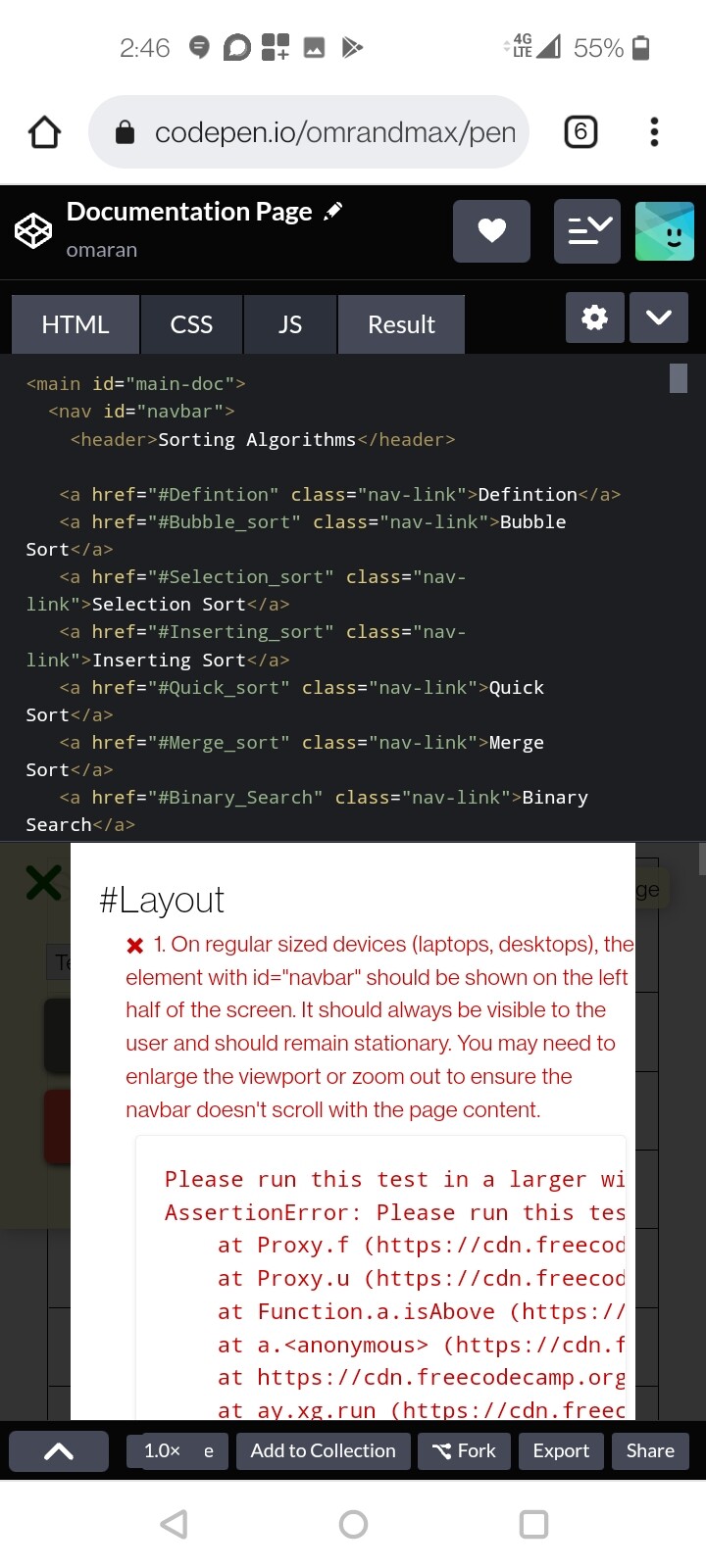 Technical Document project:nav bar - HTML-CSS - The freeCodeCamp Forum