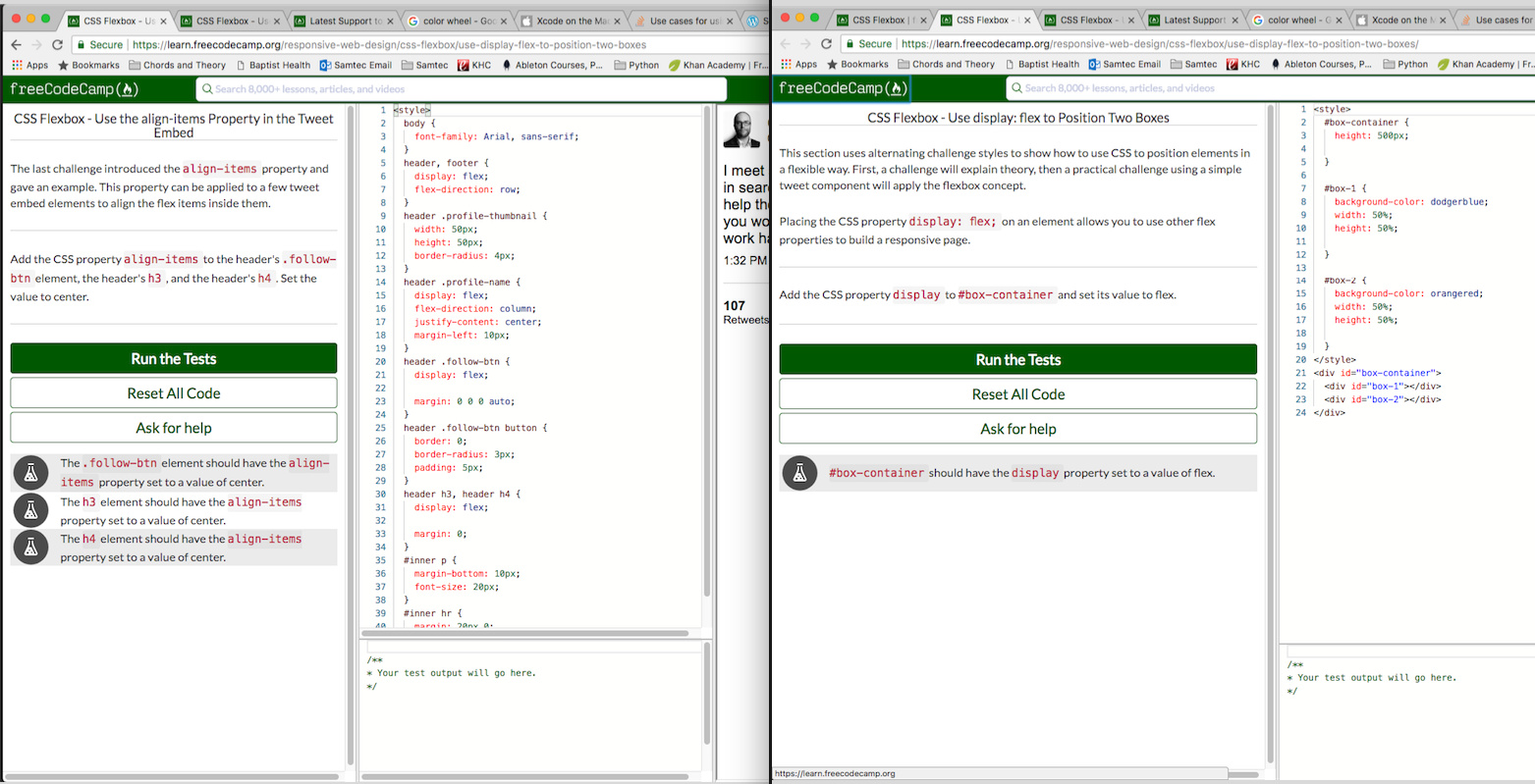 Lesson Link Bug Introduction To The Css Flexbox Challenges Freecodecamp Support The