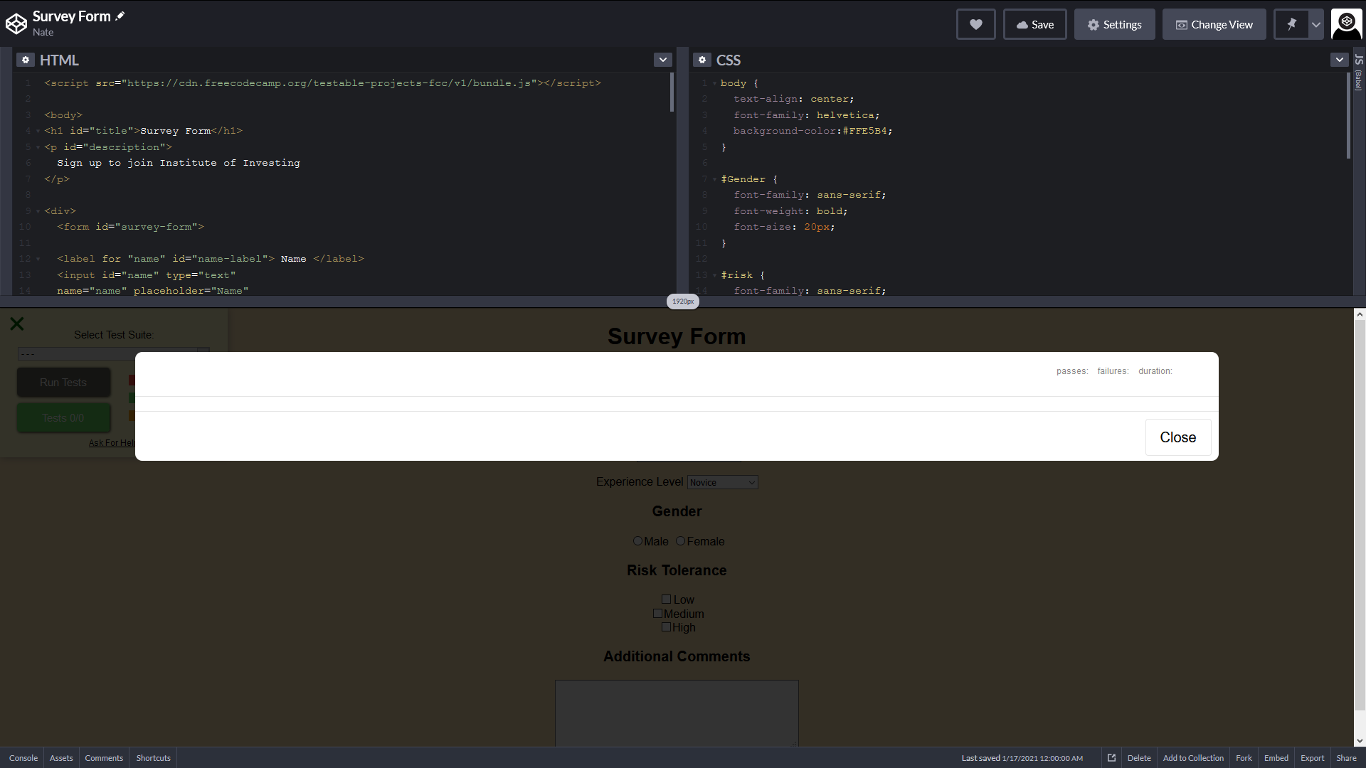 Test Suite Doesn't work - freeCodeCamp Support - The freeCodeCamp Forum