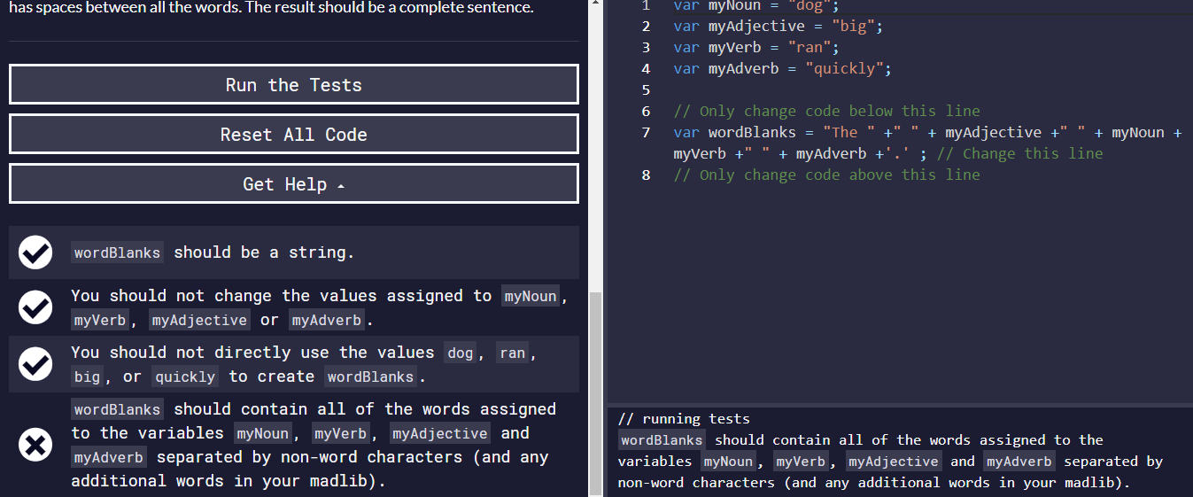 Please Help Me With This Word Blank Javascript The Freecodecamp Forum