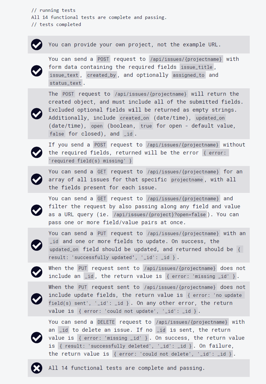 Issue Tracker Projects Functional Tests Not Passing Contributors The Freecodecamp Forum