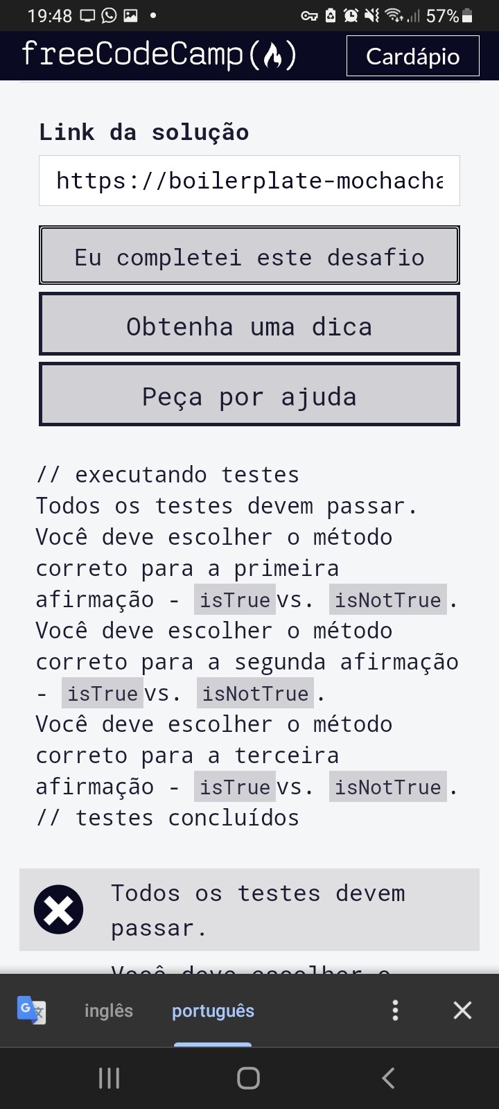 Teste de Verdade. Algum pode ajudar? - JavaScript - The freeCodeCamp Forum