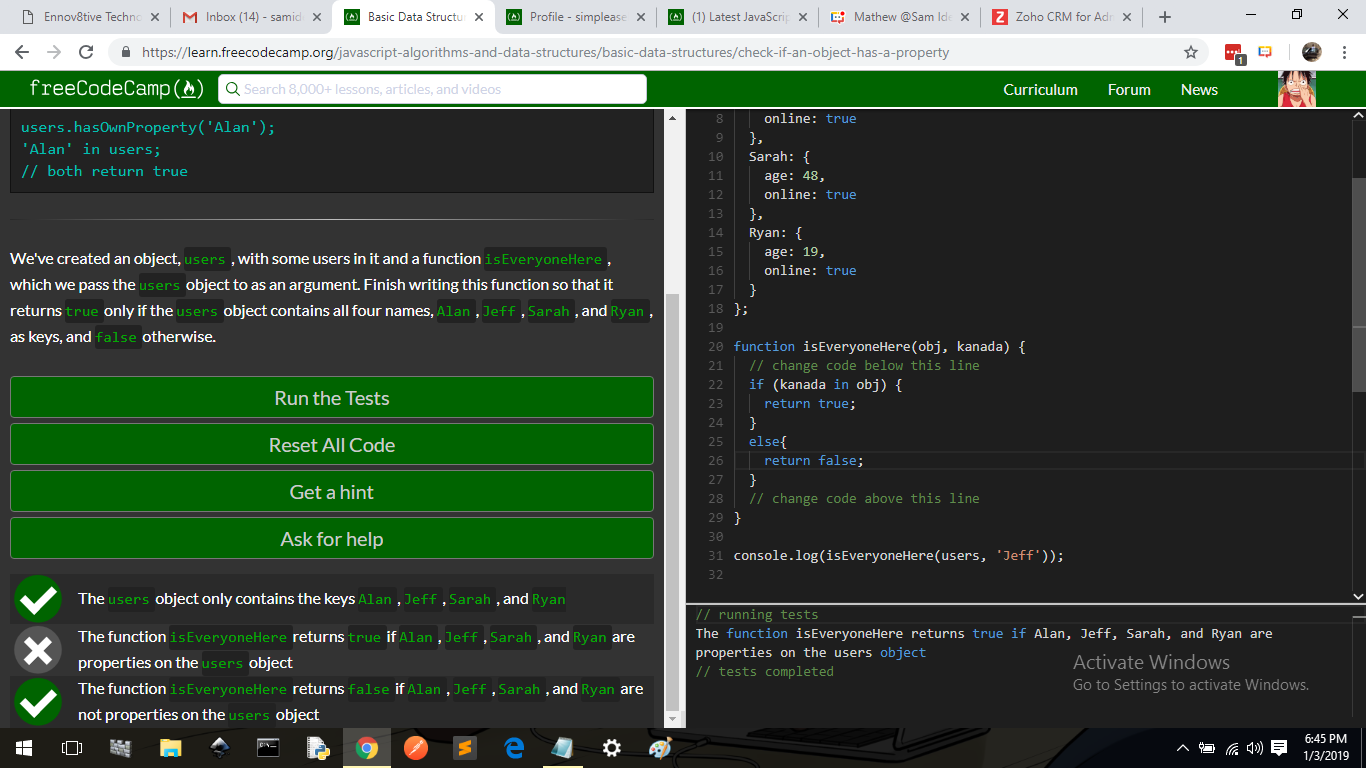The Console Isn T Accepting My Solution Even Though I M Correct Javascript The Freecodecamp