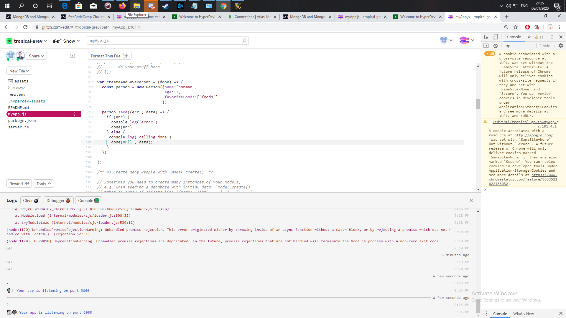 Failing To Connect To Mongodb W Mongoose Via Glitch Javascript The Freecodecamp Forum