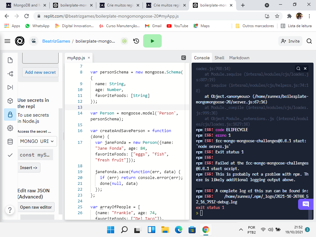 Crie muitos registros com model.create () - JavaScript - The freeCodeCamp Forum