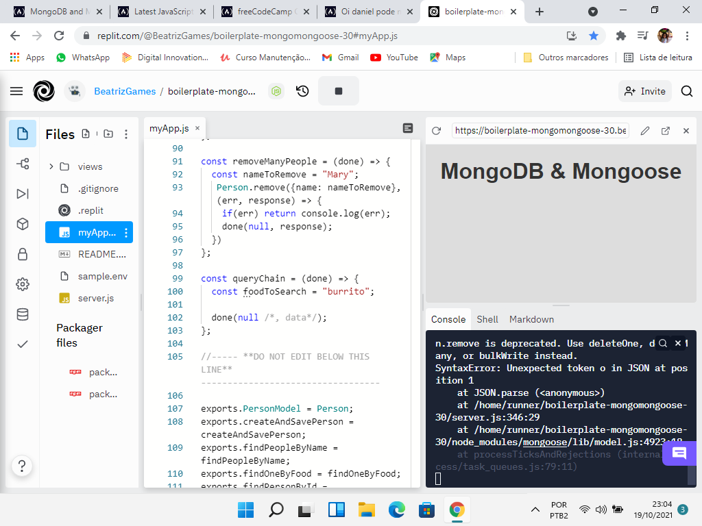 Exclua muitos documentos com model.remove () - JavaScript - The freeCodeCamp Forum