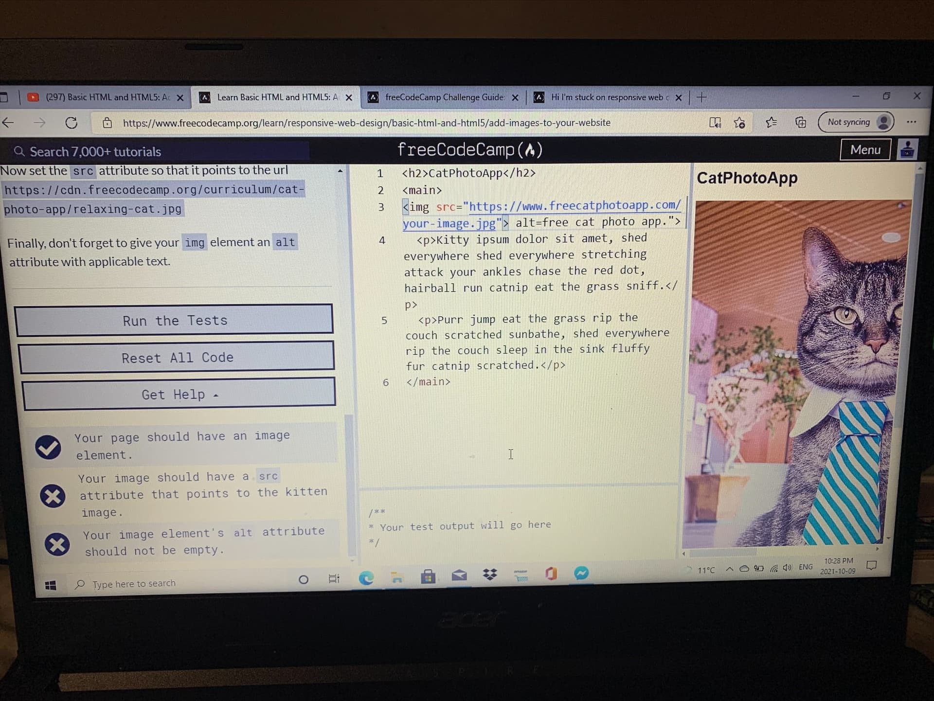Hi Im Stuck On Responsive Web Design And Html Css The Freecodecamp