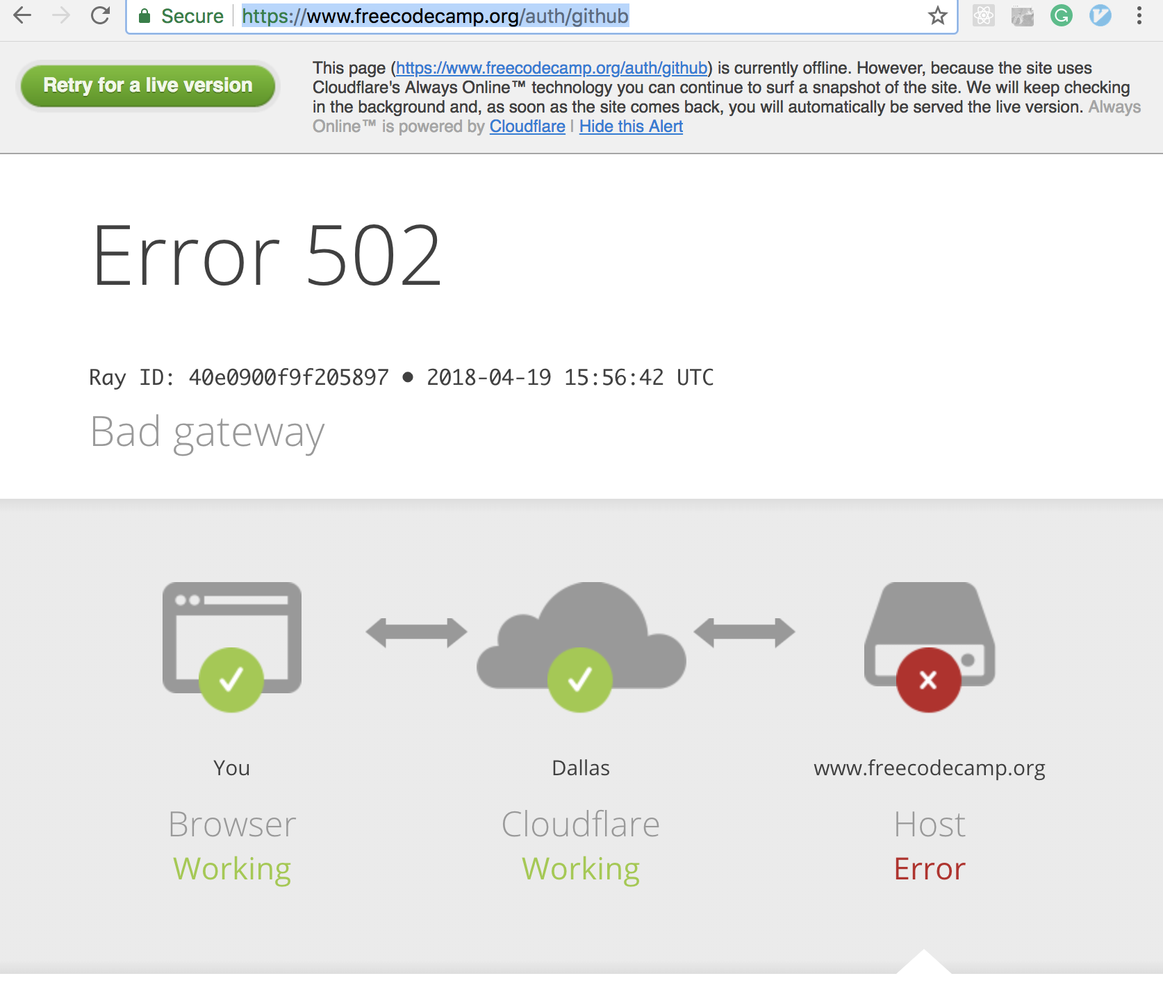 FreeCodeCamp Host Is Down The FreeCodeCamp Forum