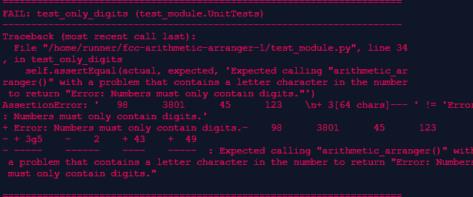 Python Project - Arithmetic Formatter Help - Python - The freeCodeCamp ...