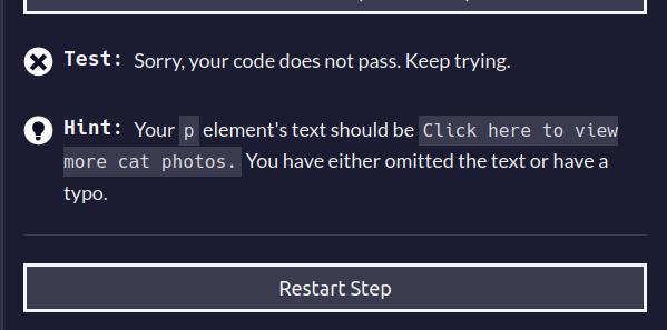 Learn HTML by Building a Cat Photo App - Step 3 - HTML-CSS - The freeCodeCamp Forum