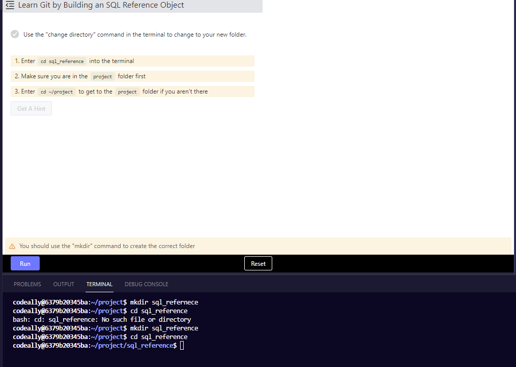 Learn Git By Building An Sql Reference Object Build An Sql Reference Object Error With