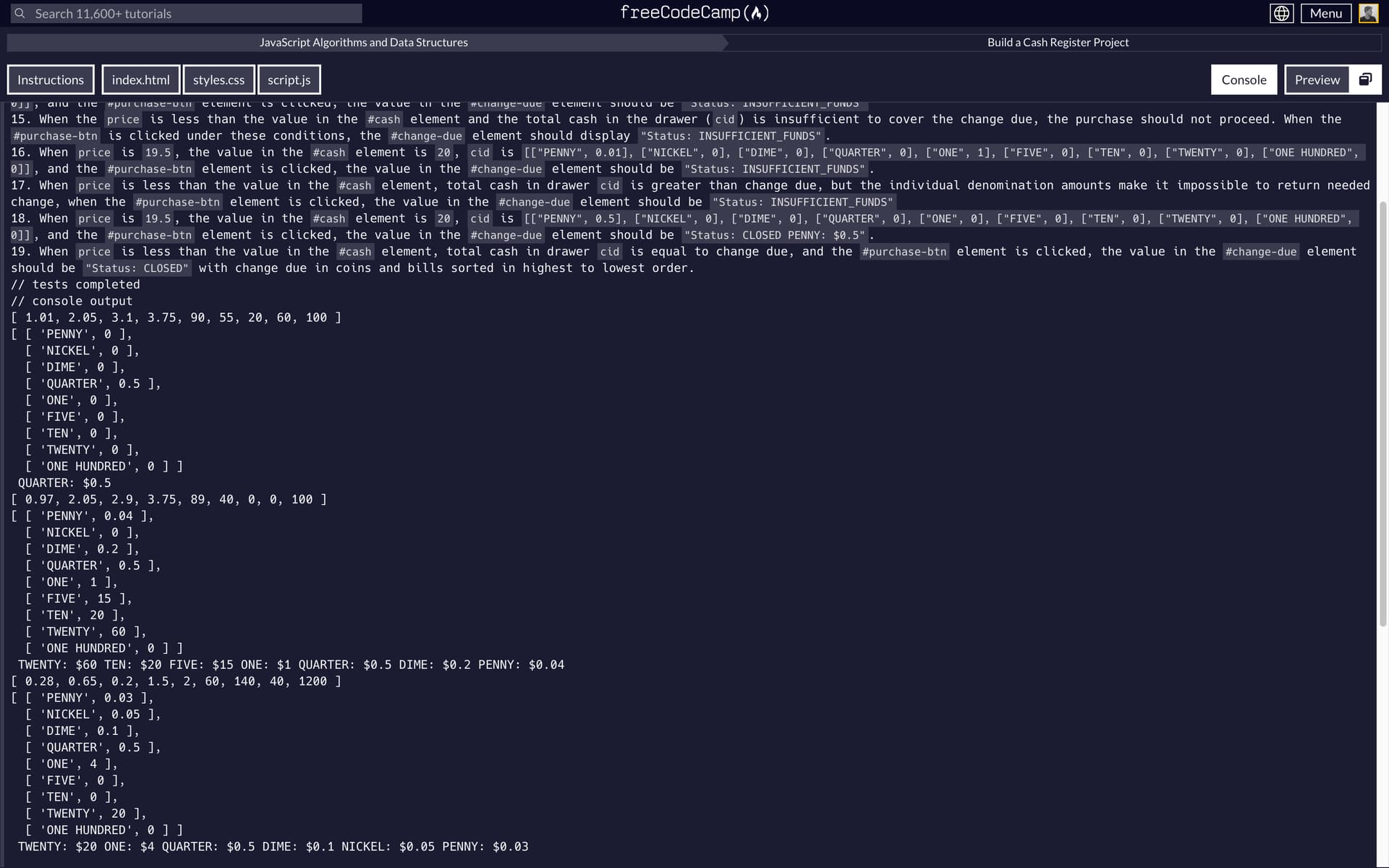 Build a Cash Register Project - Can't pass tests 9 to 19 - Page 2 ...