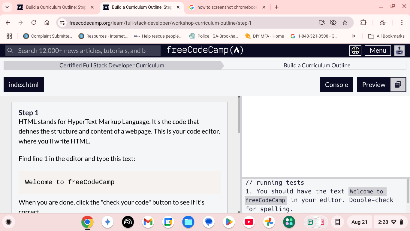 Help with first task - freeCodeCamp Support - The freeCodeCamp Forum