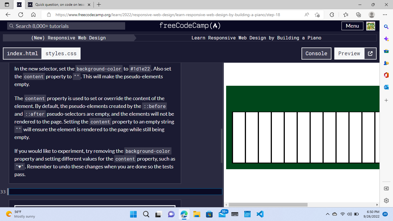 Quick question, on code on lesson - HTML-CSS - The freeCodeCamp Forum