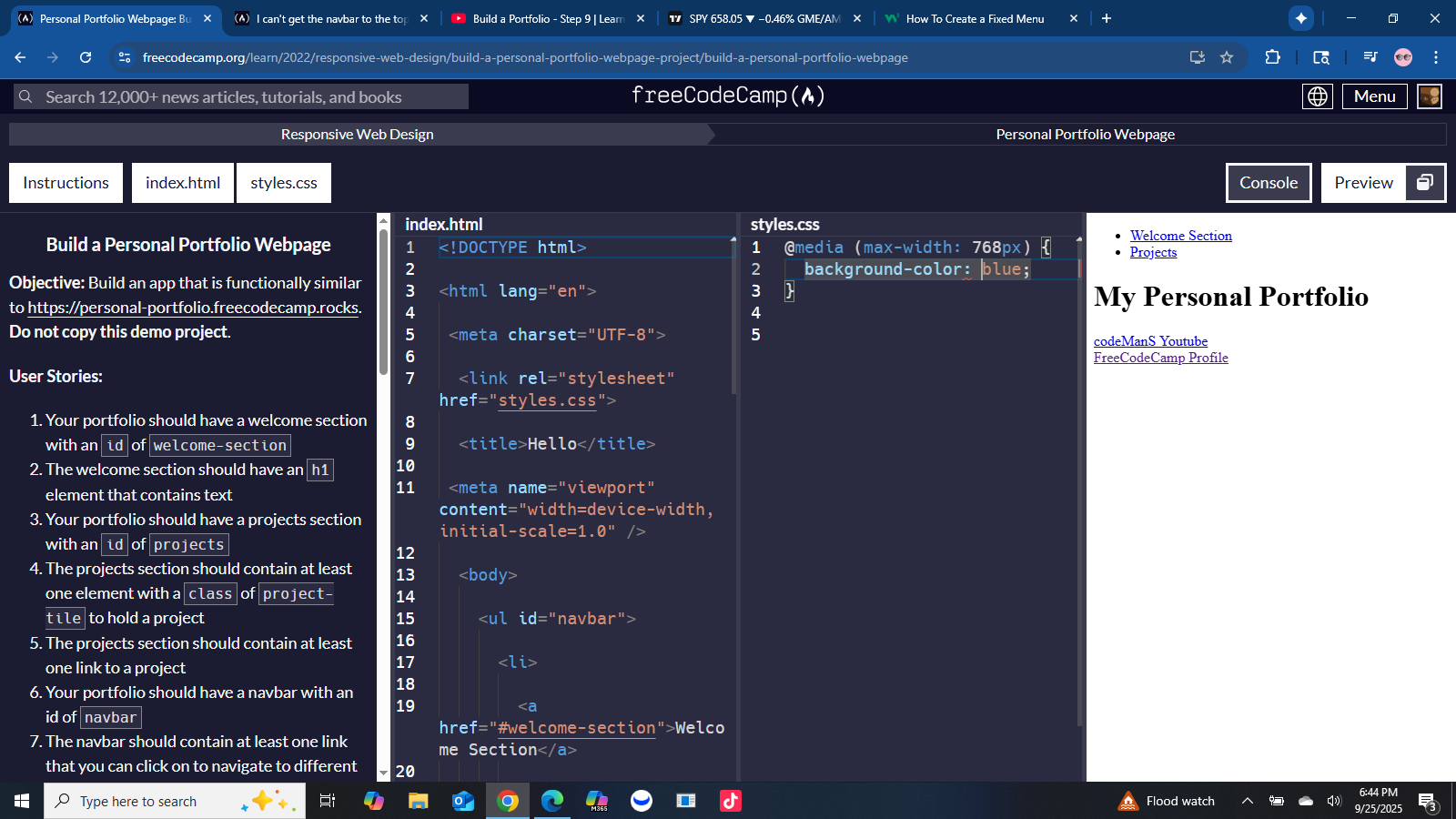 I can't get the navbar to the top of the viewport. Any suggestions? - HTML-CSS - The ...