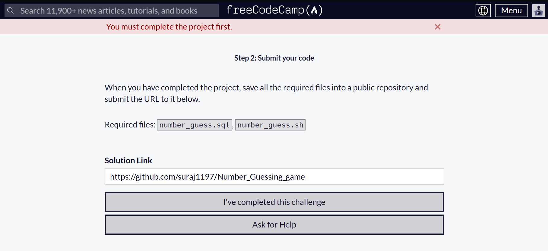 Number Guessing Game - Build a Number Guessing Game - Backend Development - The freeCodeCamp Forum
