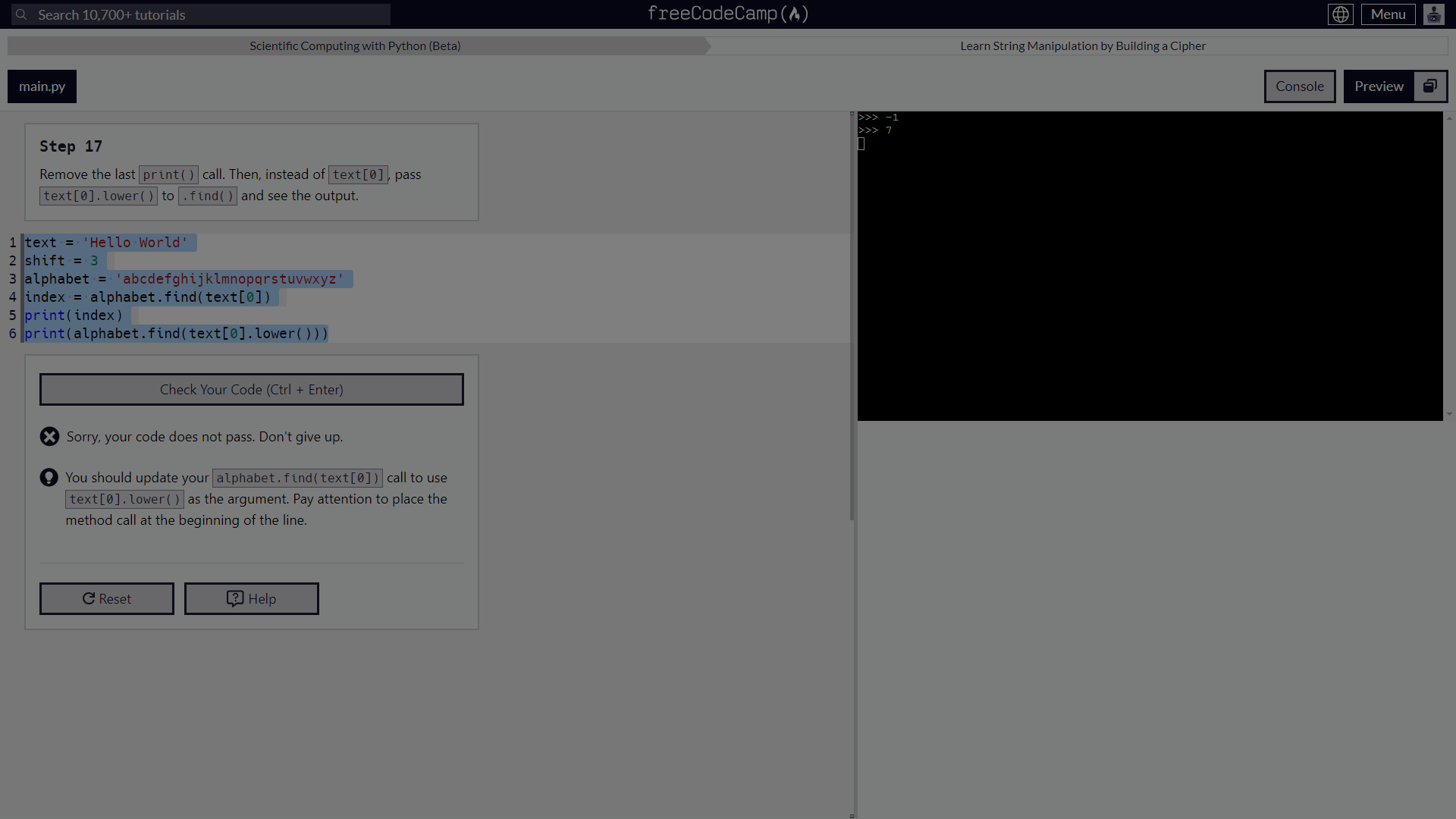 Learn String Manipulation By Building A Cipher Step 17 Python The Freecodecamp Forum