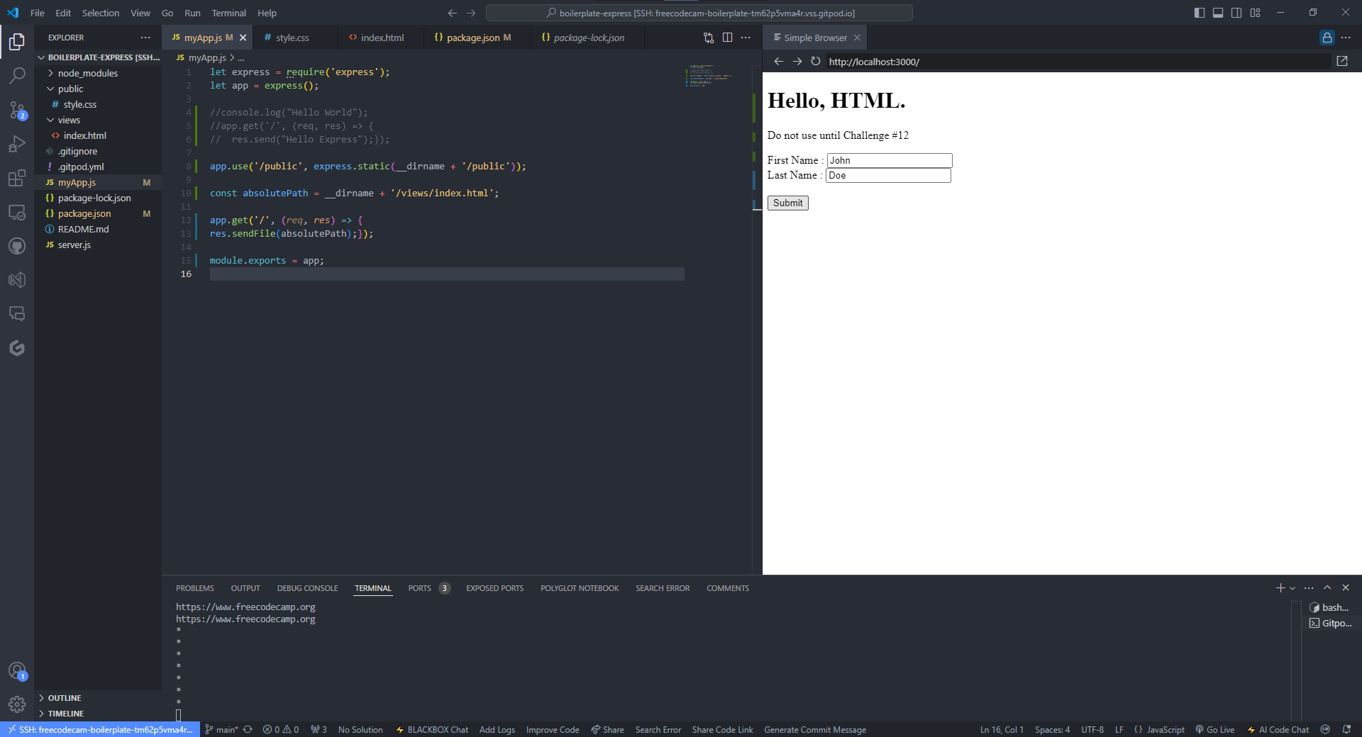 Basic Node and Express - Serve Static Assets - JavaScript - The ... Basic Node and Express - Serve Static Assets - JavaScript - The ...