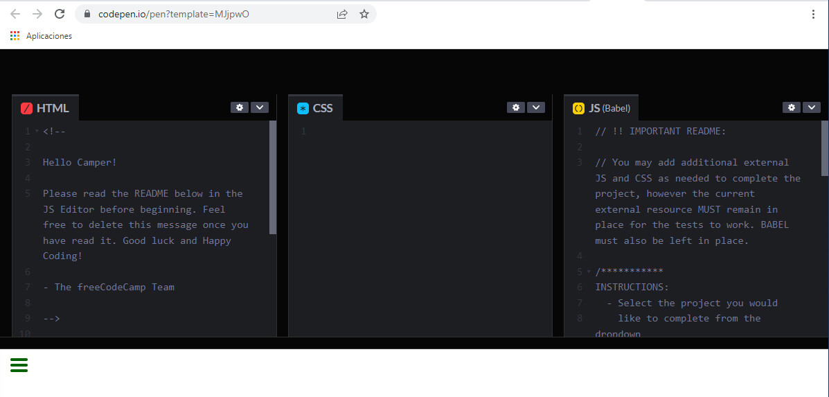 I don't see the "save" button in the Code Pen Template to build my "Tribute Page" - The ...