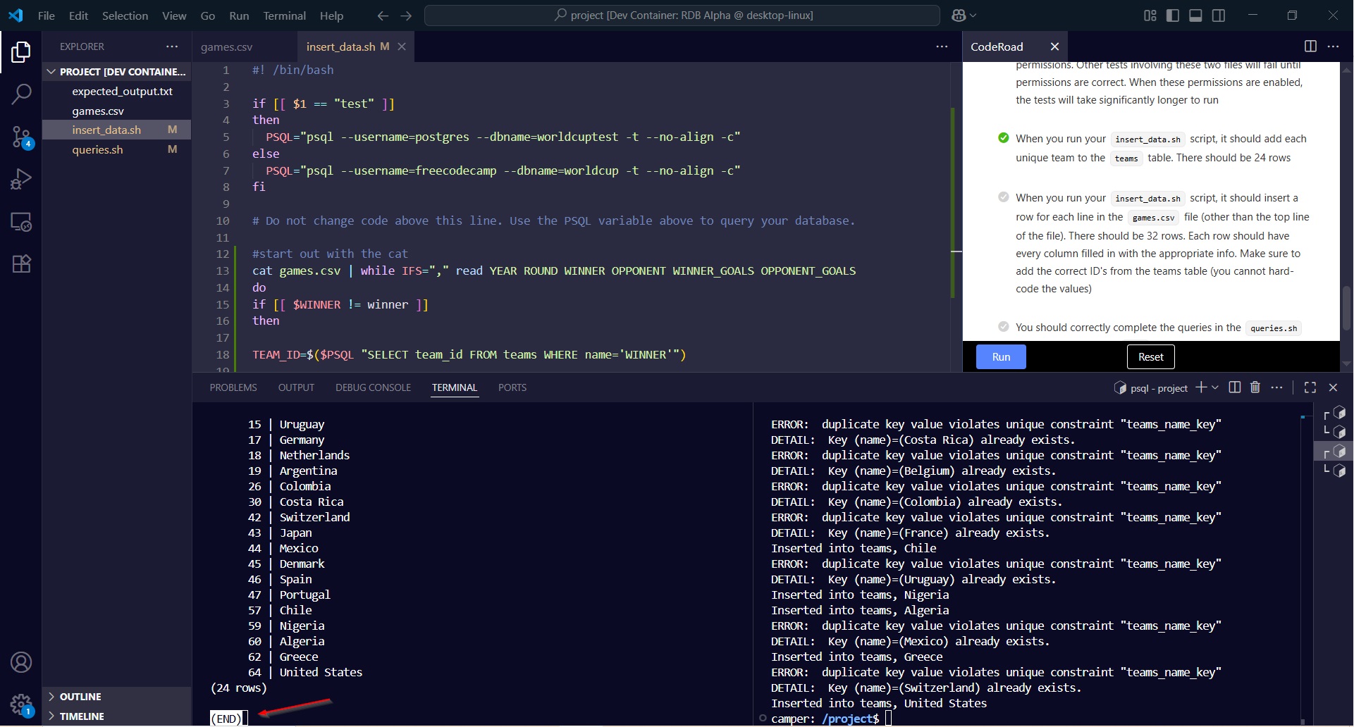 World Cup Database - Build a World Cup Database - Backend Development - The freeCodeCamp Forum