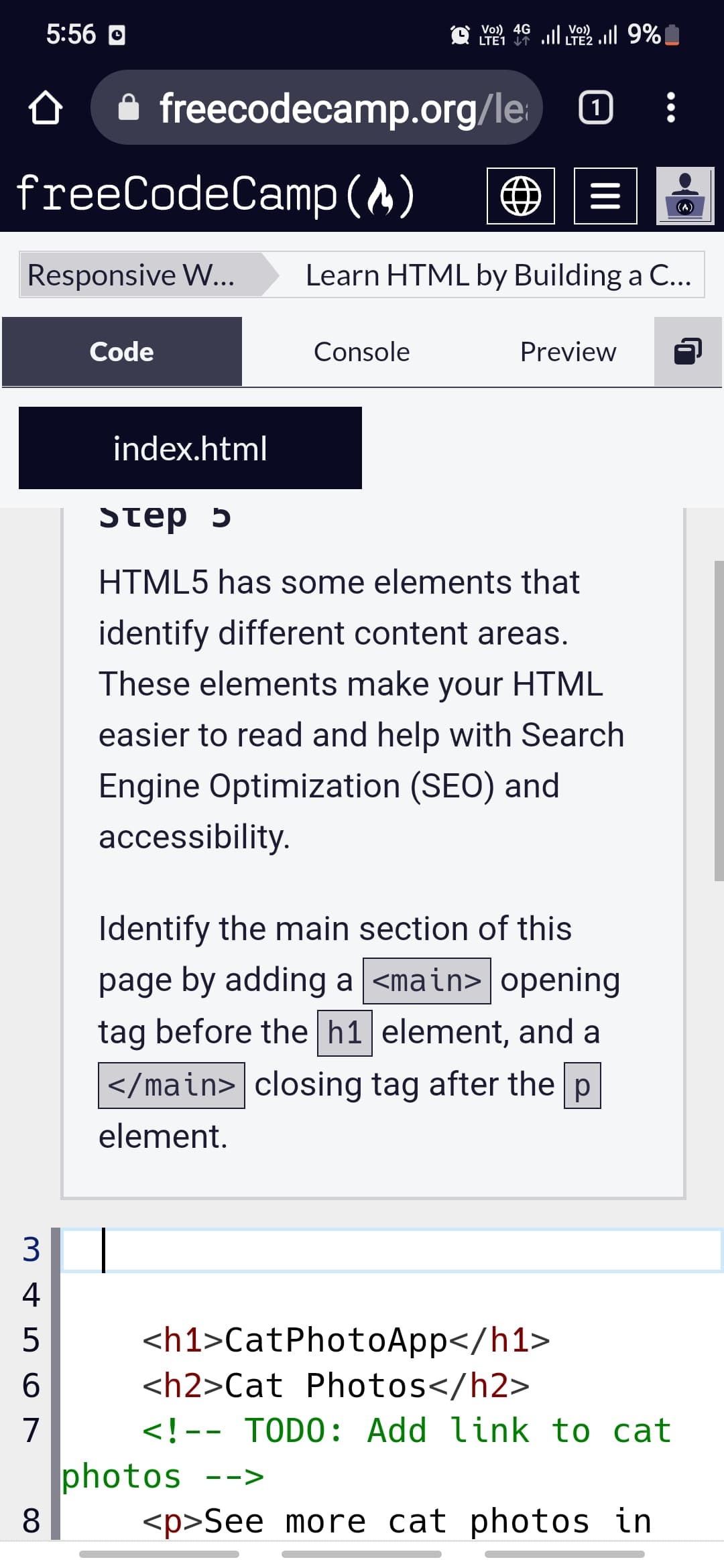 Learn HTML by Building a Cat Photo App - Step 5 - HTML-CSS - The freeCodeCamp Forum
