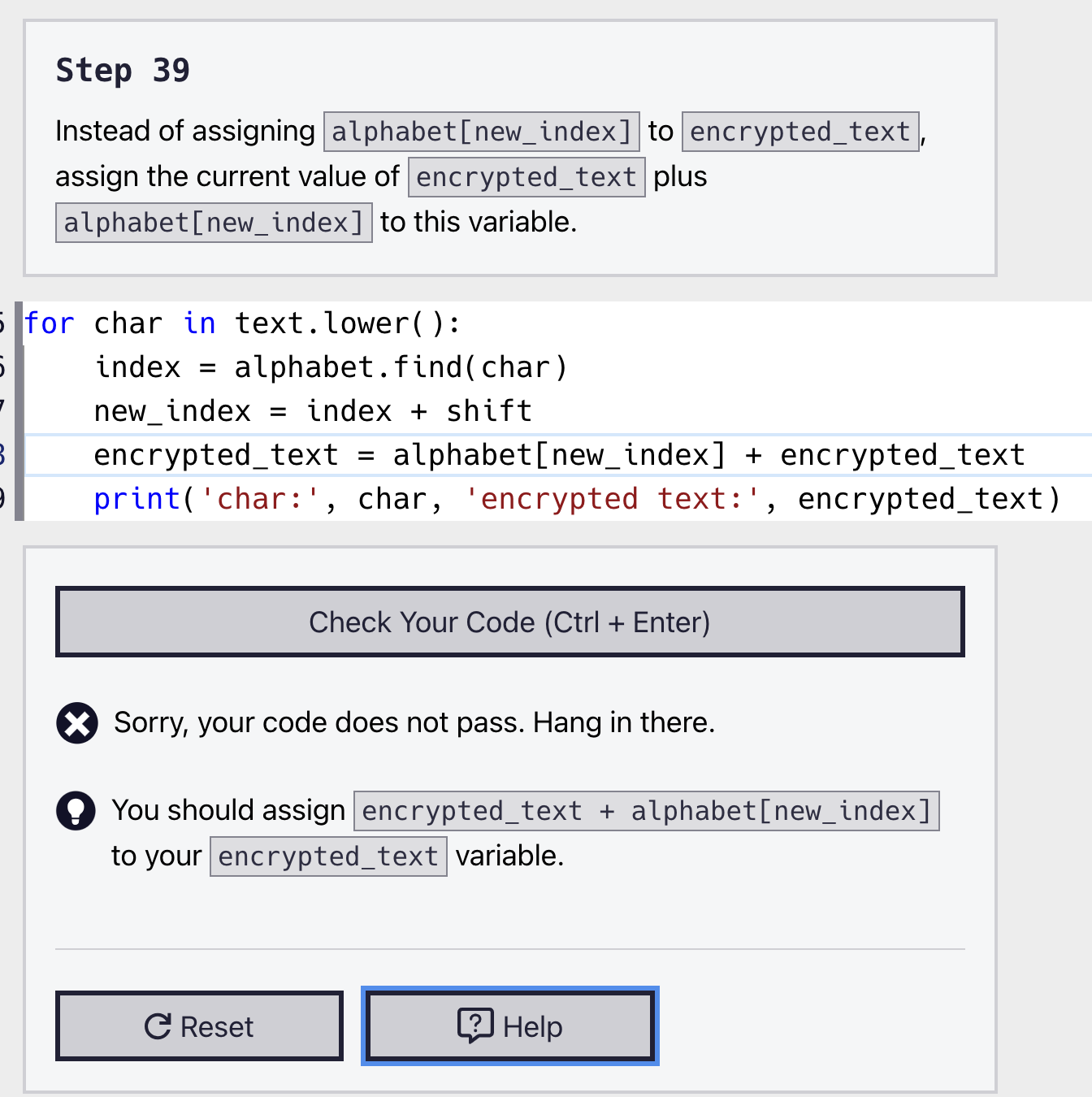 Learn String Manipulation By Building A Cipher Step 36 Python The Freecodecamp Forum