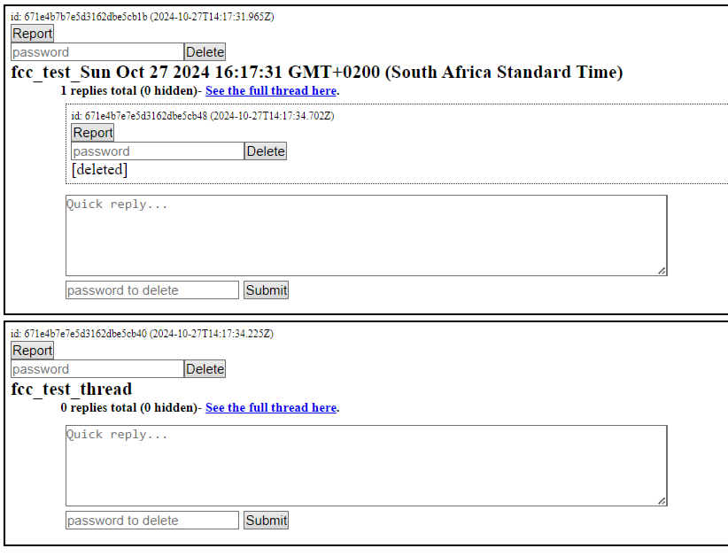 Information Security Projects - Anonymous Message Board - JavaScript - The freeCodeCamp Forum