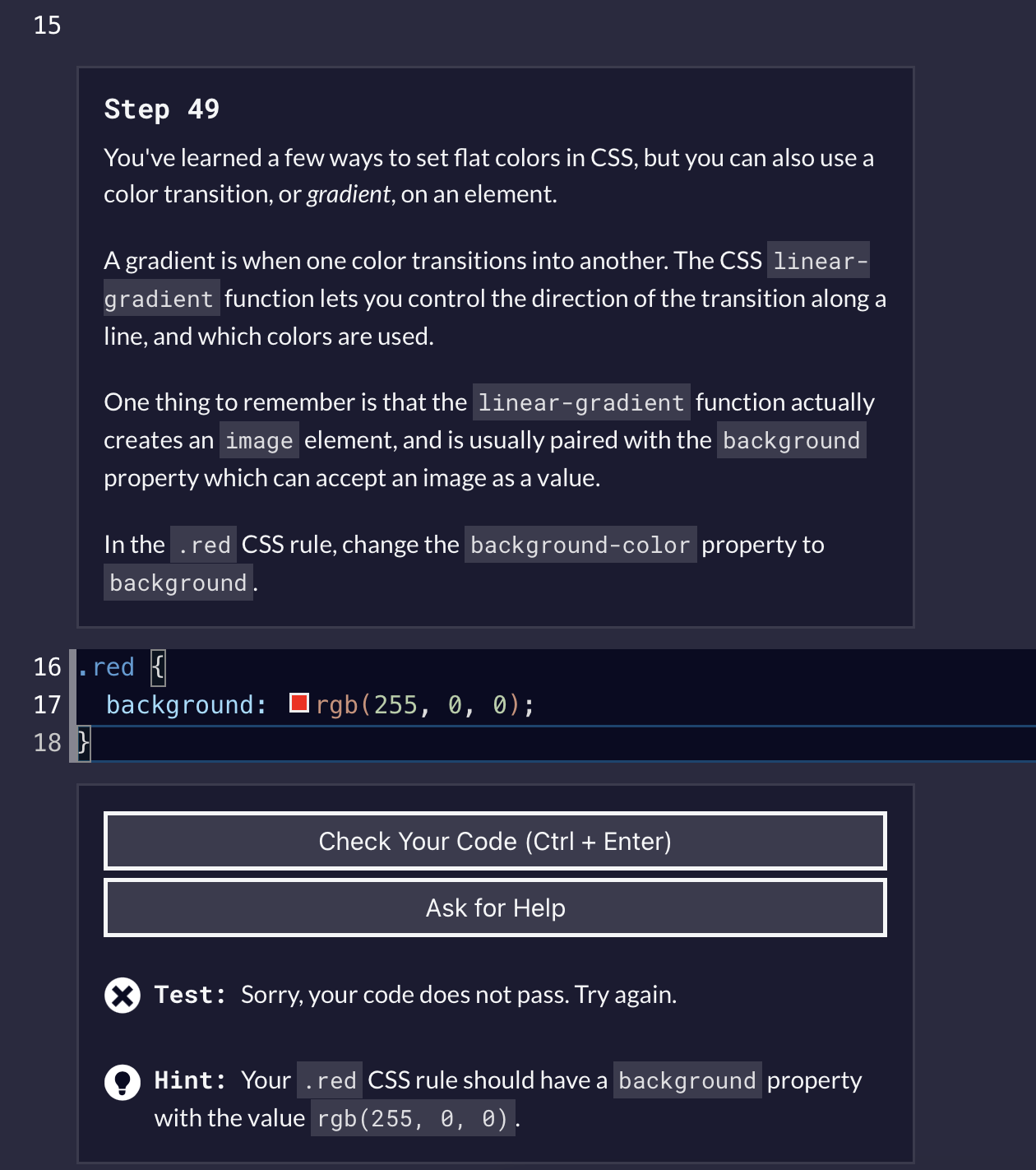 CSS colours Step 49 - HTML-CSS - The freeCodeCamp Forum