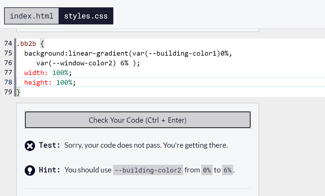 Learn CSS Variables By Building A Skyline Step 51 HTML CSS The FreeCodeCamp Forum