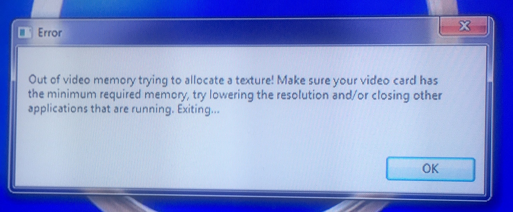 Out of video memory error - General Discussion - Funcom Forums