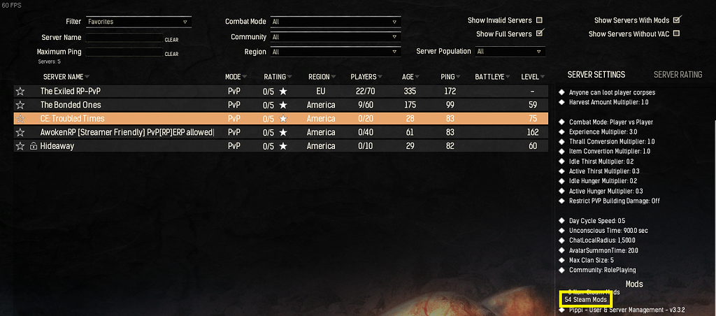Server Browser adding previous mod list and current mod list together - PC Discussion - Funcom ...