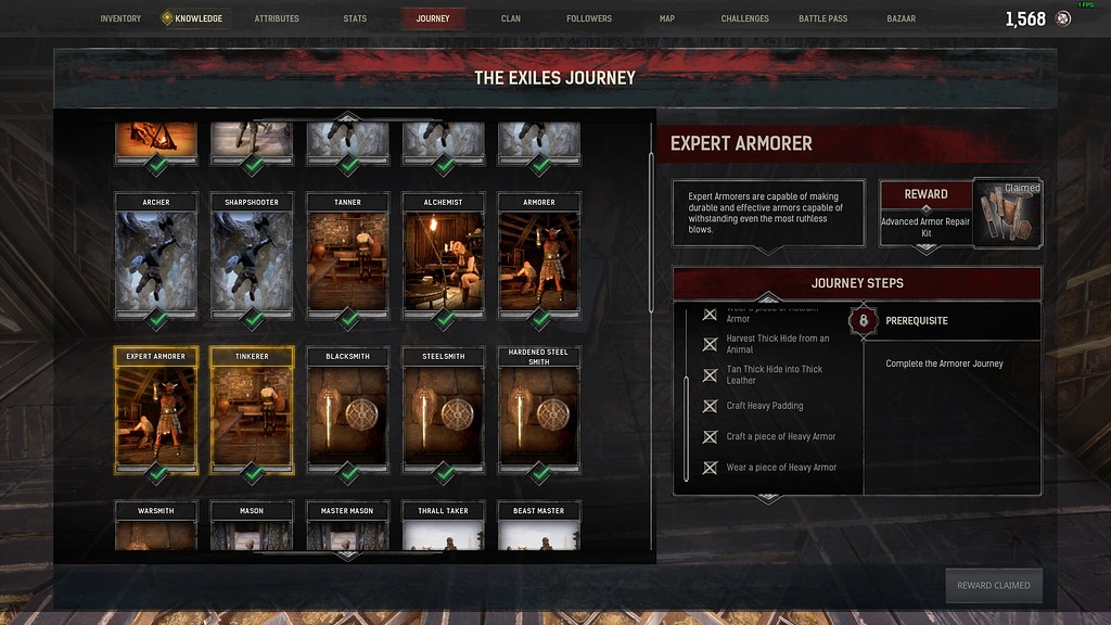 Missing master armorer journey step after completing expert - PC Bug Reports - Funcom Forums