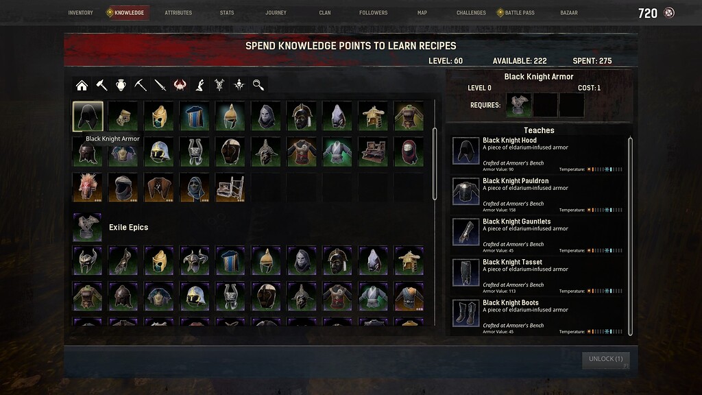 Can't craft Epic armor from delving recipes on Siptah - PC Bug Reports ...