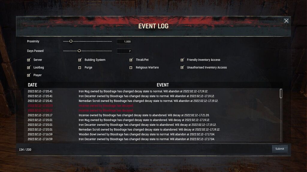 Decay Timer Issues - PC Bug Reports - Funcom Forums