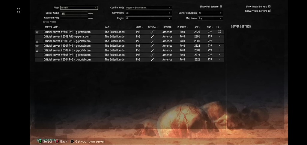 October 17th, post update: All official servers show player/ping as? - Xbox Bug Reports - Funcom ...