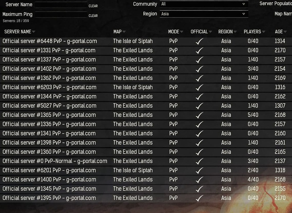 There are fewer and fewer players still on this game. Especially in Asia - PC Servers & Clans ...