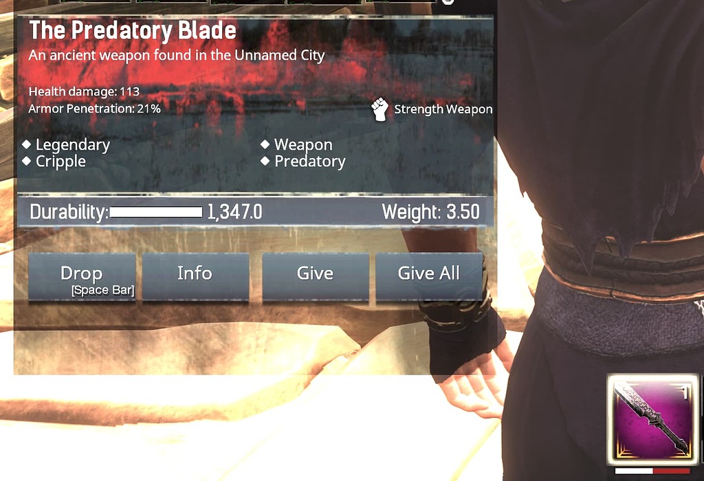 Bug - Master Weapon Fitting on Predatory Blade - Public Beta Client - Funcom Forums