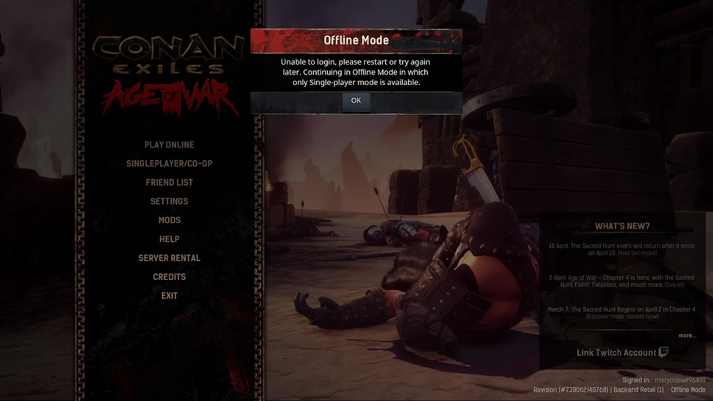 Is Anyone Having Problem Loging In? - PC Discussion - Funcom Forums