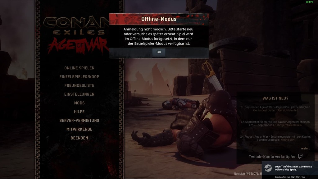 Error Message in the Main Menu - Players Helping Players - Funcom Forums