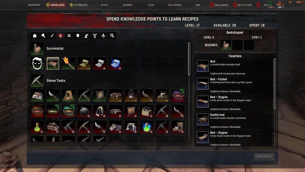 Bed missing from construction hammer items - Public Beta Client - Funcom Forums