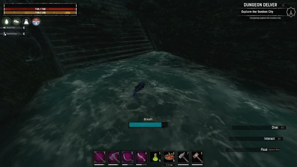 BETA - Lose breath while floating in water of each temple entry in Sunken City - Public Beta ...