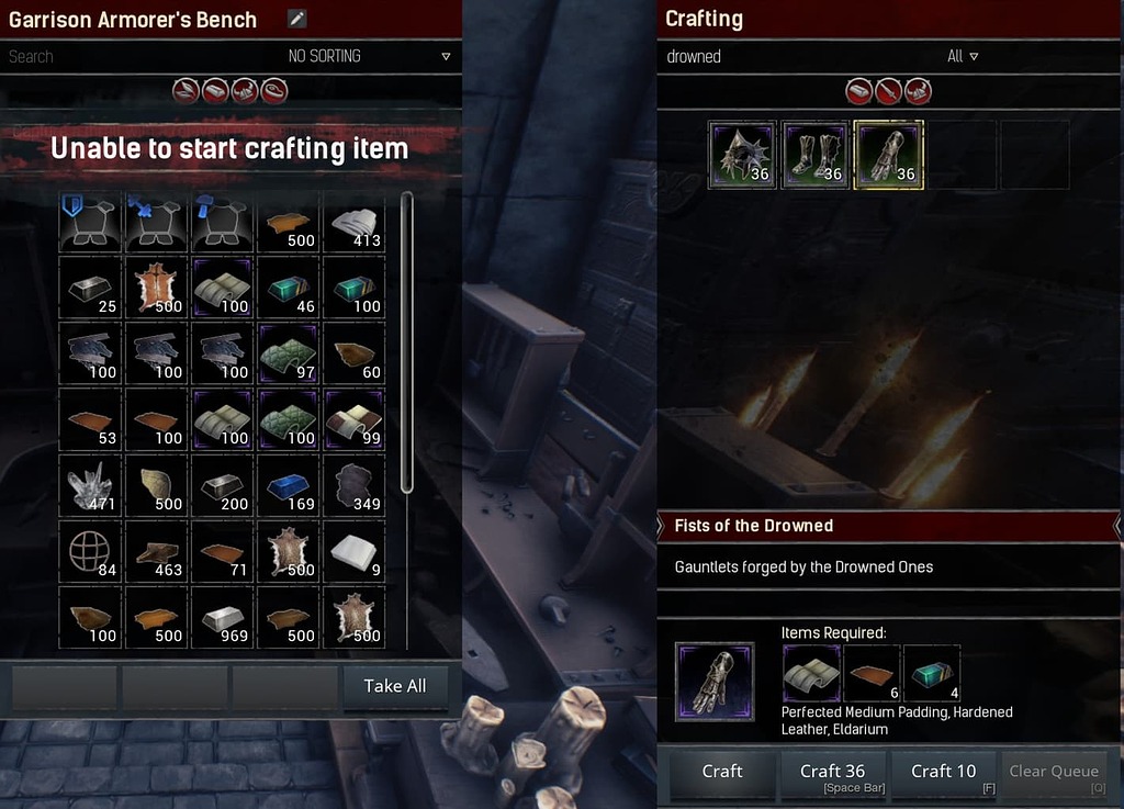 Drowned Vault Armors visible, but uncraftable after 11/04 Hotfix - PC Bug Reports - Funcom Forums