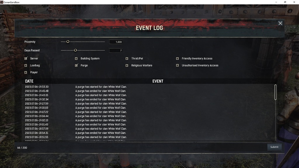 Purge starting and stopping with a few minute duration - PC Bug Reports - Funcom Forums