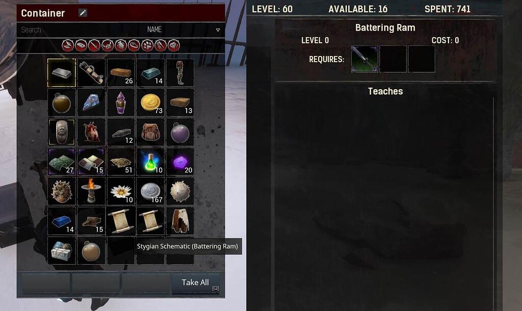 Battering ram knowledge contains no recipes - PC Bug Reports - Funcom Forums