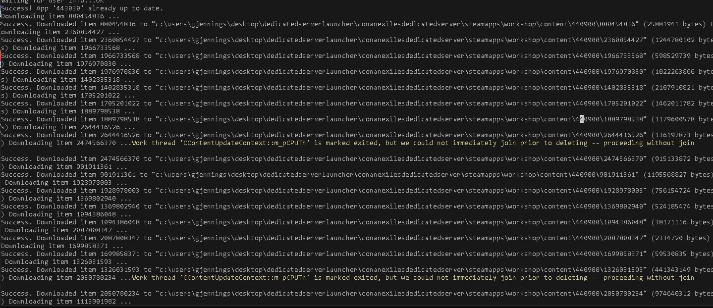 Funcom Dedicated Server Launcher Error - Mod Downloads - PC Bug Reports - Funcom Forums